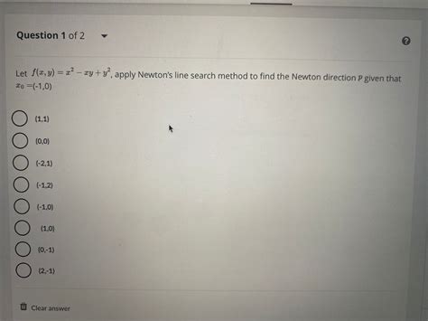 Solved Let F X Y X2−xy Y2 Apply Newtons Line Search