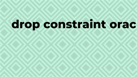 해결됨 Oracle Sql에서 제약 조건 삭제 Sourcetrail