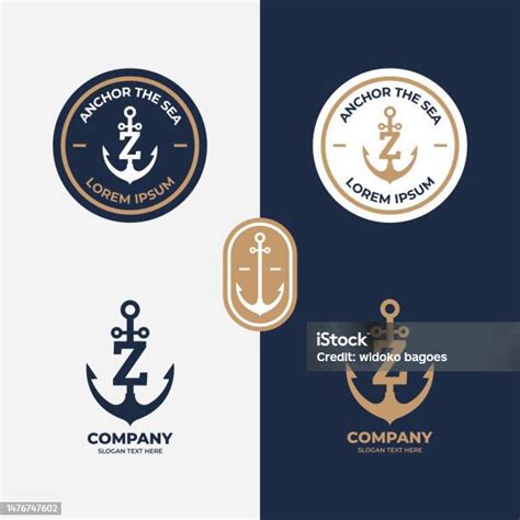 앵커 로고 개념 앵커가 있는 해양 복고풍 엠블럼 앵커 아이콘 라인 앵커 쉴드 럭셔리 로고 타입 골동품에 대한 스톡 벡터 아트 및 기타 이미지 Istock