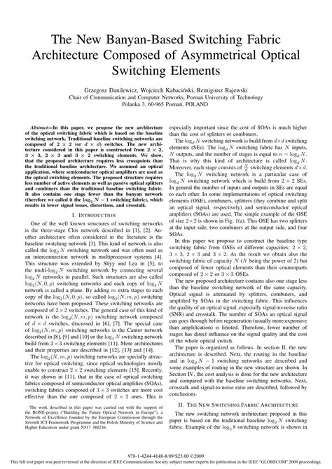 Pdf The New Banyan Based Switching Fabric Architecture Composed Of Asymmetrical Optical