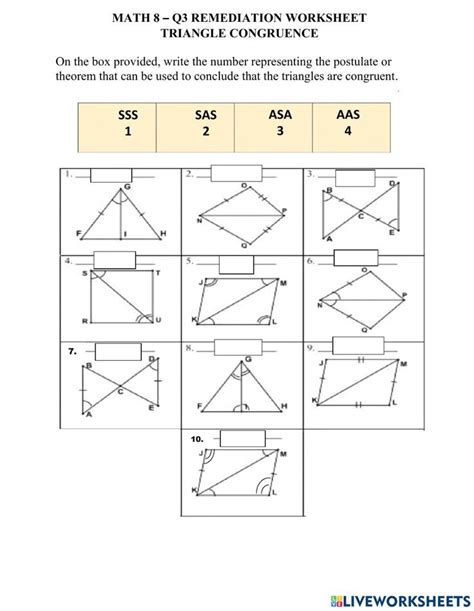 Triangle Congruence Worksheet Answers