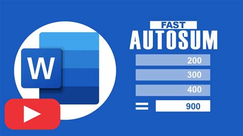 How Fast To Autosum In Microsoft Word YouTube