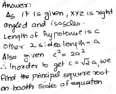 Solved Consider The Incomplete Paragraph Proof Because Triangle Xyz Is A Right Triangle The