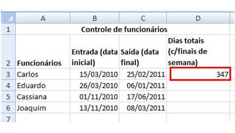 Como Calcular Datas No Excel