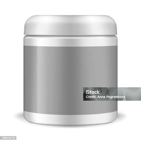 뚜껑과 빈 레이블 사실적인 모형 그림라운드 흰색 화장품 항아리 스크류 캡 벡터 템플릿과 스킨 케어 크림 헤어 마스크 또는 기타 미용 제품 포장 용기 나사에 대한 스톡 벡터