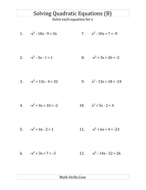 solving quadratic equations for x with a coefficients of 1 or 1