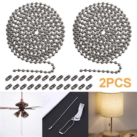 Gustave 2pcs Beaded Pull Chain Extension For Ceiling Fan Or Light 10 Feet Beaded Roller Chain
