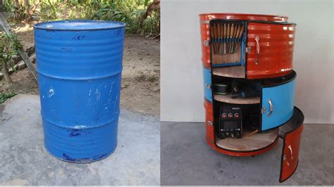Reuse Old Oil Drum As Mobile Tool Cabinet Build Tool Storage From Old Oil Drum Youtube