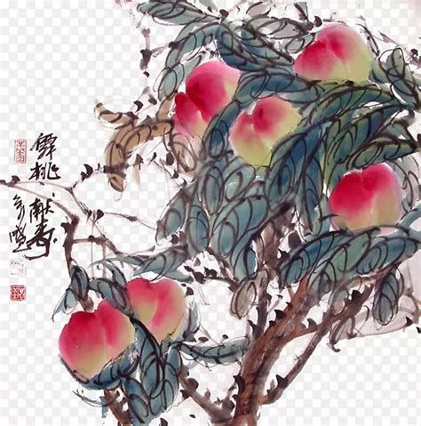 国画桃树PNG图片素材下载 图片编号7583987 PNG素材网