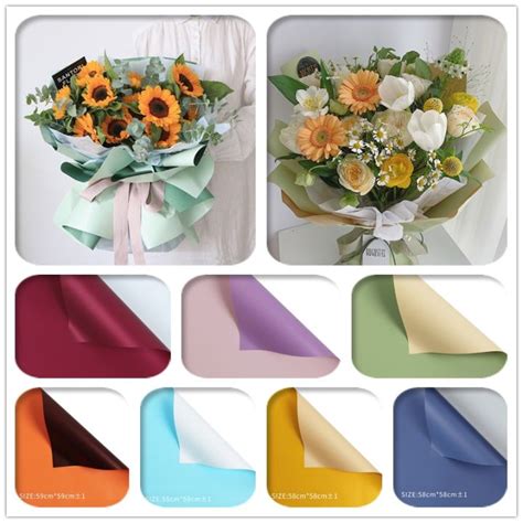 （in Stock）20pcs Plain Two Sided Colored Wrappers Flower Bouquet