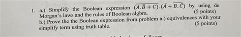 Solved A ﻿simplify The Boolean Expression