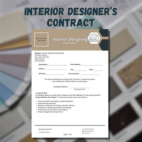 Interior Design Contract Interior Design Agreement Template Word And Pdf File Instant