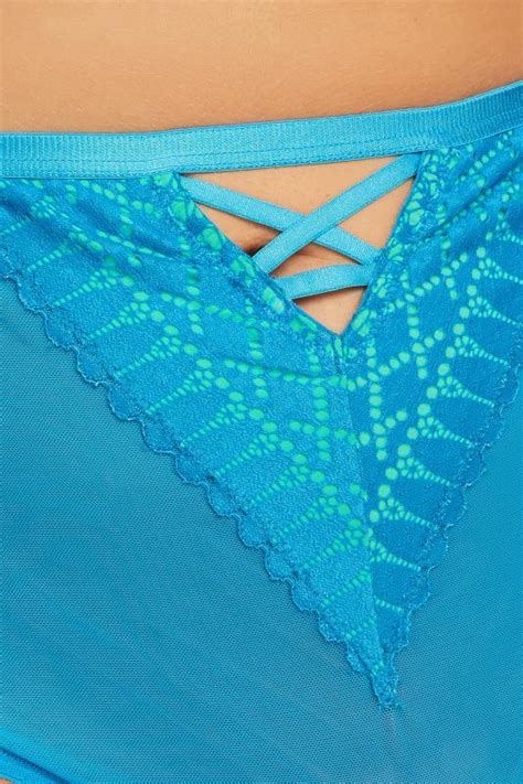 Yours Plus Size Blue Lace Up High Waisted Full Briefs Yours Clothing