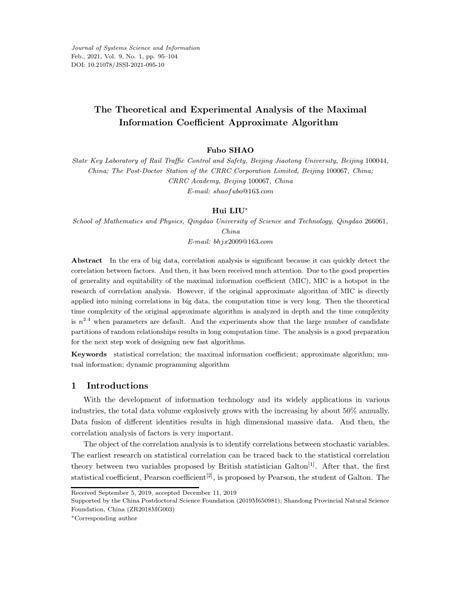Pdf The Theoretical And Experimental Analysis Of The Maximal Information Coefficient