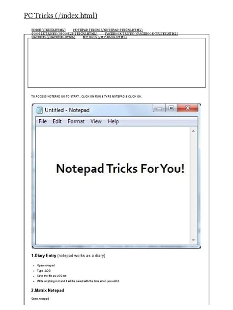 notepad tricks pc tricks pdf computer file microsoft windows