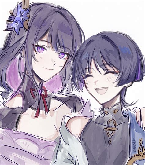 Raiden Shogun Scaramouche And Wanderer Genshin Impact Drawn By Sgm Danbooru