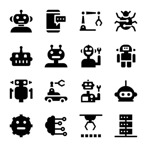 Artificial Intelligence And Robotics Glyph Icons 24103884 Vector Art At Vecteezy