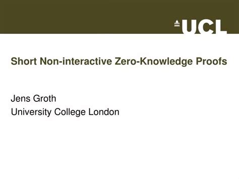 Ppt Short Non Interactive Zero Knowledge Proofs Powerpoint