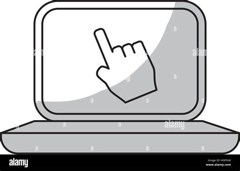 Laptop Computer With Cursor Icon On Screen Over White Background