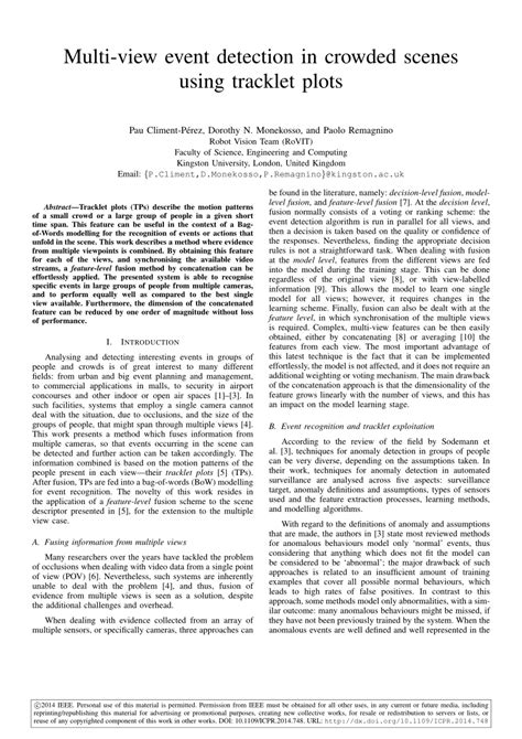 Pdf Multi View Event Detection In Crowded Scenes Using Tracklet Plots