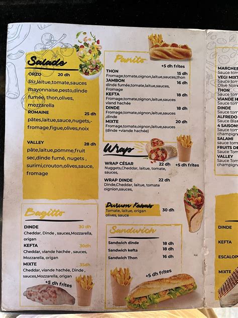 Menu At Valley Restaurant Agadir