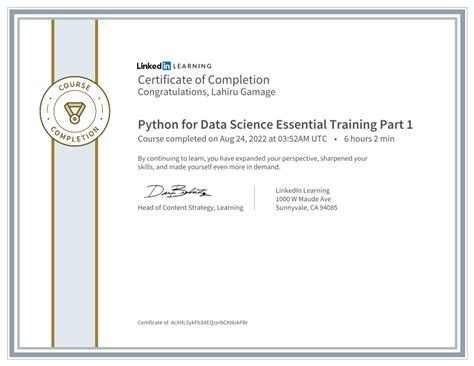 Just Finished The Course “python For Data Science Essential Training