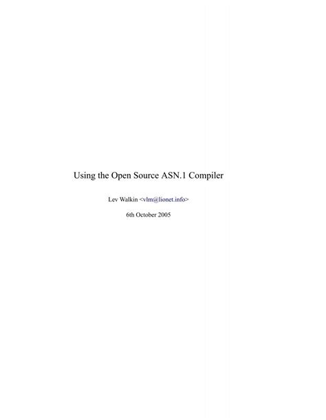 using the open source asn 1 compiler