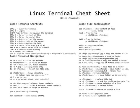linux bash shell cheat sheet download printable pdf templateroller