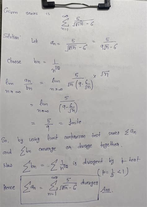 [solved] use the limit comparison test to determine whether the