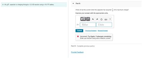 Solved A 1 50μf Capacitor Is Charging Through A 12 0Ω