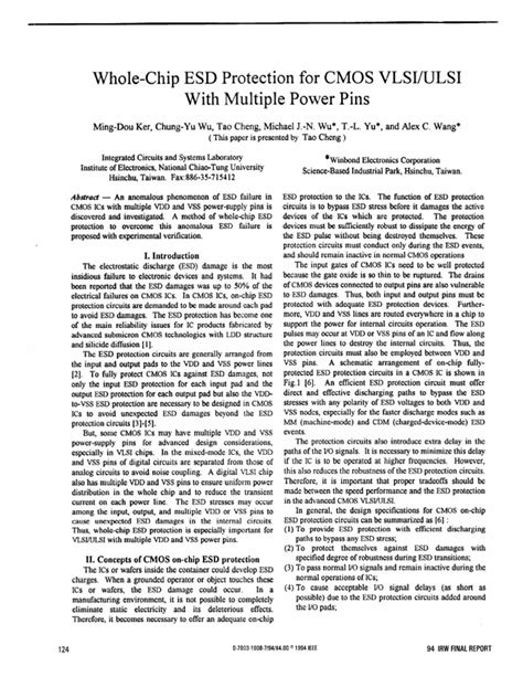 1994 Whole Chip Esd Protection For Cmos Vlsi Ulsi With Multiple Power Pins Pdf