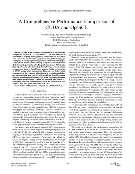 Pdf A Comprehensive Performance Comparison Of Cuda And Opencl Henk