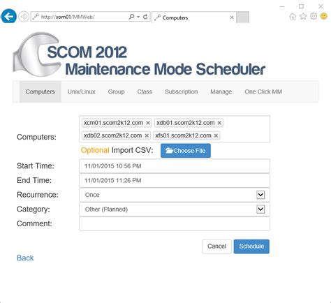 Scom 2012 Maintenance Mode Scheduler Version 7 Scom Maintenance Mode