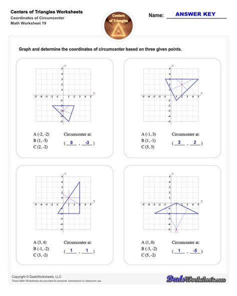Center Of Triangle Worksheets Library
