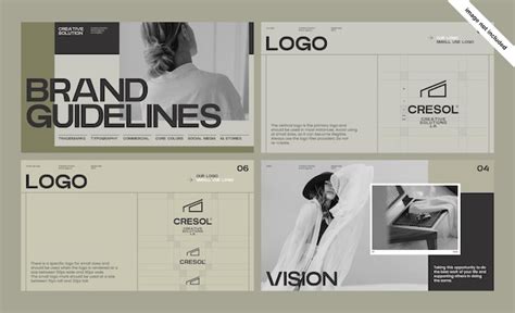 회사의 시각적 아이덴티티를 만들기 위한 브랜드 아이덴티티 가이드라인 템플릿 프리미엄 벡터