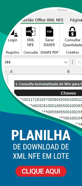 Planilha de Download de XML de NFe Automática Guia do Excel