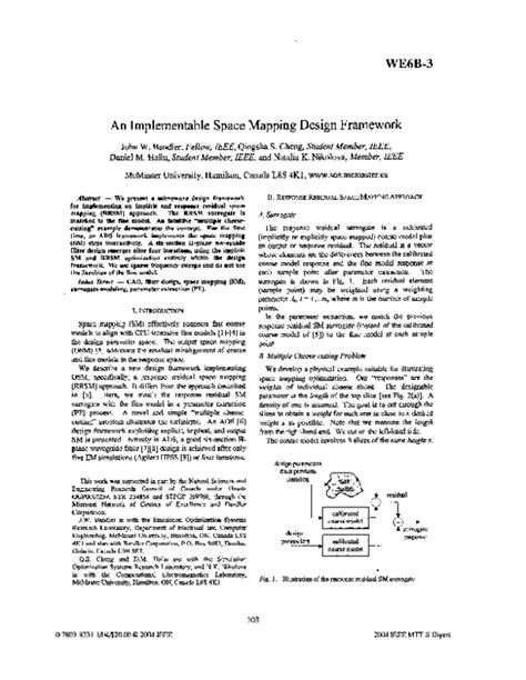 Pdf An Implementable Space Mapping Design Framework