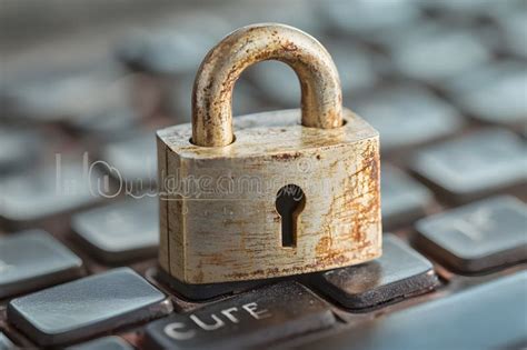 Rusty Padlock On Computer Keyboard Concept Of Online Security And Data Protection