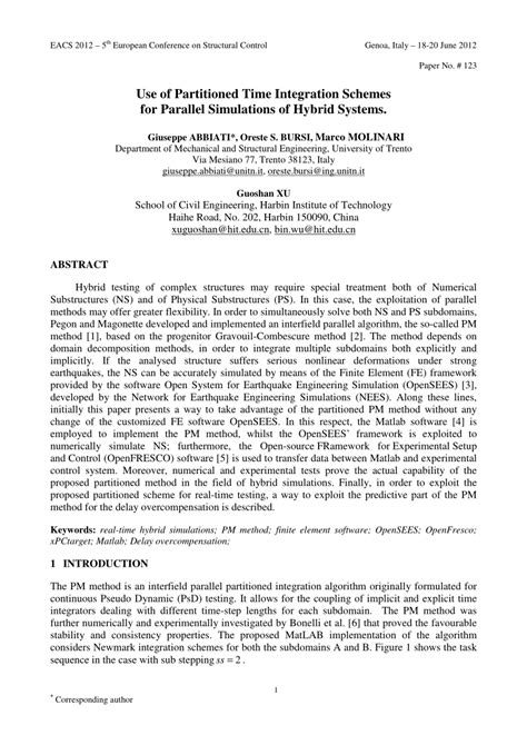 Pdf Use Of Partitioned Time Integration Schemes For Parallel Simulations Of Hybrid Systems