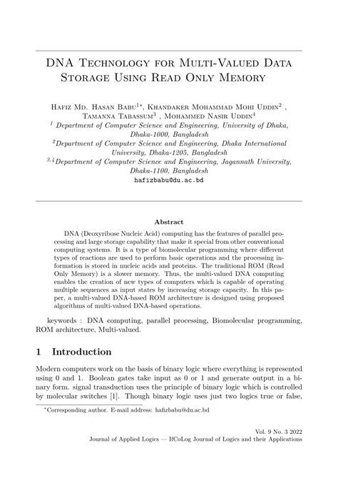 Pdf Dna Technology For Multi Valued Data Storage Using Read Only Memory