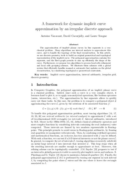 Pdf A Framework For Dynamic Implicit Curve Approximation By An