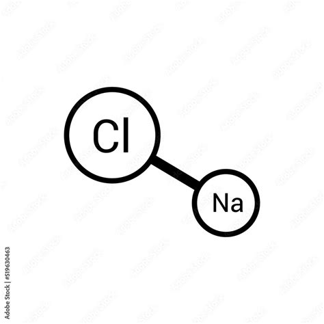 sodium chloride (NaCl) molecular structure isolated on white background ...