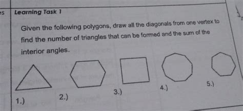 Solved S Learning Task Given The Following Polygons Draw All The Diagonals From One Vertex