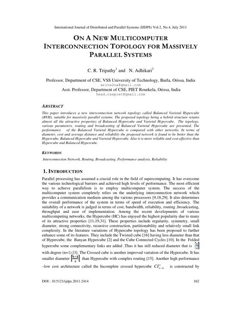 Pdf On A New Multicomputer Interconnection Topology For Massively
