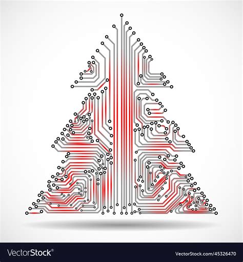 Abstract Technology Christmas Tree Circuit Board Vector Image