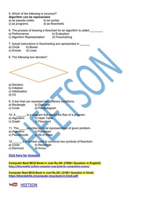 Flowchart Question And Answer Algorithm Mcq Pdf