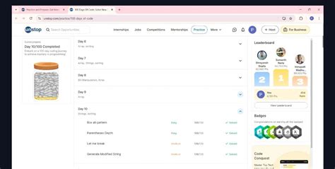 Unstop 100 Day Coding Sprint Challenge Day 10 Sanka Pranathi Posted On The Topic Linkedin