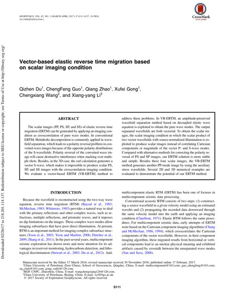 Pdf Vector Based Elastic Reverse Time Migration Based On Scalar