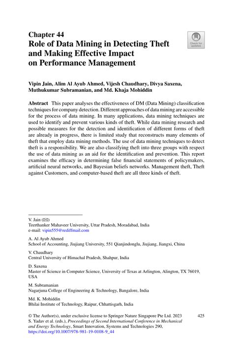 pdf role of data mining in detecting theft and making effective impact on performance management