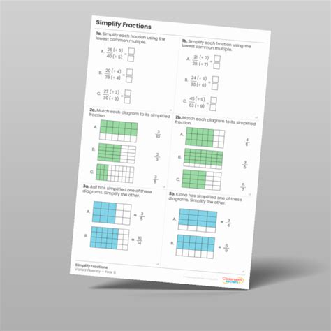 Year 6 Simplify Fractions Varied Fluency Resource Classroom Secrets